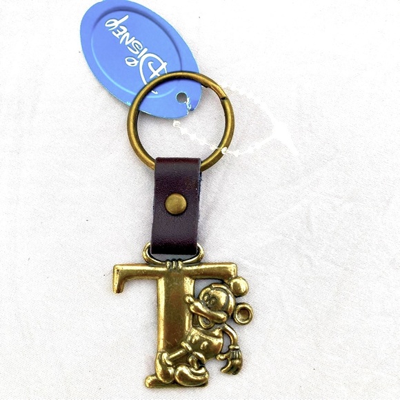Disney | Accessories | Disney Mickey Mouse Letter T Gold Metal Keychain ...